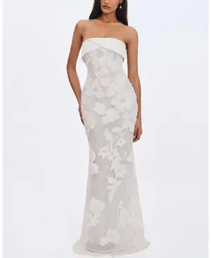 MISS CIRCLE NEW YORK Raphaela Floral Strapless Mermaid Wedding Dress