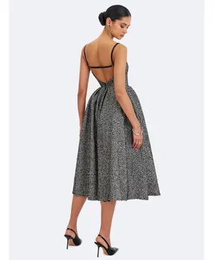 MISS CIRCLE NEW YORK Katalina Tweed Backless Midi Dress