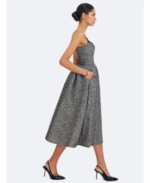 MISS CIRCLE NEW YORK Katalina Tweed Backless Midi Dress