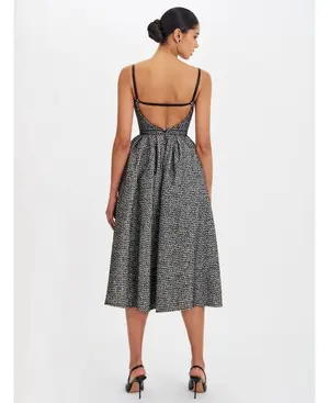 MISS CIRCLE NEW YORK Katalina Tweed Backless Midi Dress
