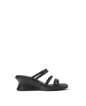 Camper Louise Leather Strap Wedge Sandal - Black