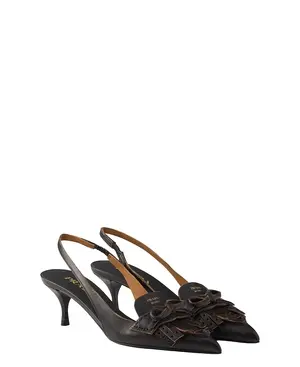 Prada Leather Slingback Pumps - Black