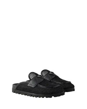 Prada Mesh Fabric Mules - Black