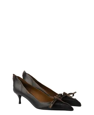 Prada Leather Kitten Heel Pumps - Black