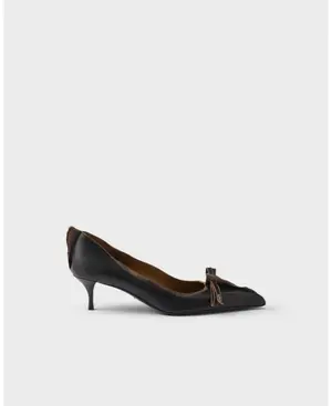 Prada Leather Kitten Heel Pumps - Black