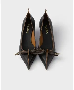 Prada Leather Kitten Heel Pumps - Black