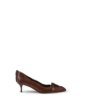 Prada Leather Kitten Heel Pumps - Brown