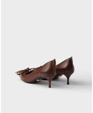 Prada Leather Kitten Heel Pumps - Brown