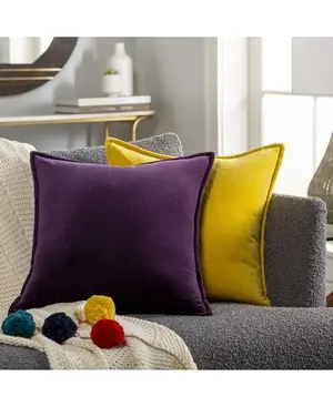 SURYA Cotton Velvet Decorative Pillow - Dark Plum