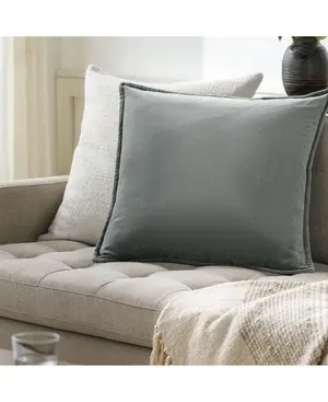 SURYA Cotton Velvet Decorative Pillow - Sage