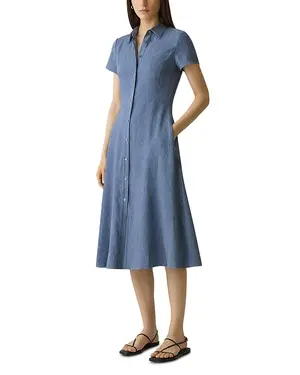 Theory Short Sleeve Shirtdress - Light Denim