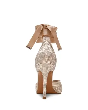 Steve Madden Larina Ankle Tie Pumps - Champagne
