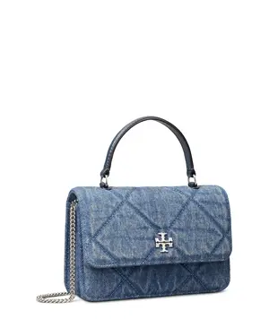 Tory Burch Kira Mini Diamond Quilt Denim Crossbody Bag - Blue