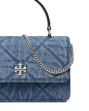Tory Burch Kira Mini Diamond Quilt Denim Crossbody Bag - Blue