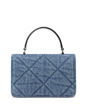 Tory Burch Kira Mini Diamond Quilt Denim Crossbody Bag - Blue