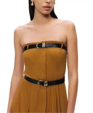 NOCTURNE Strapless Belted Midi Dress - Camel