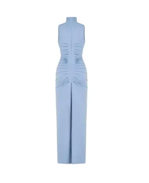 NOCTURNE Ruched High-neck Maxi Dress - Blue