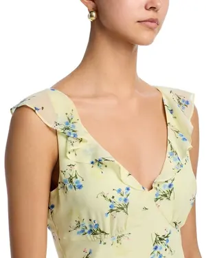 French Connection Marina Silky Chiffon Harper Fleur Mini Dress