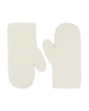 Max Mara Ombrato Alpaca Blend Teddy Mittens Optical White