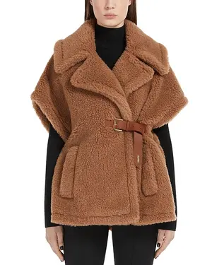 Max Mara Wool & Silk Teddy Poncho