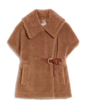 Max Mara Wool & Silk Teddy Poncho