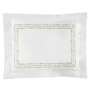 DEA LUXURY LINENS Sole Embroidery Standard Sham - White/graphite