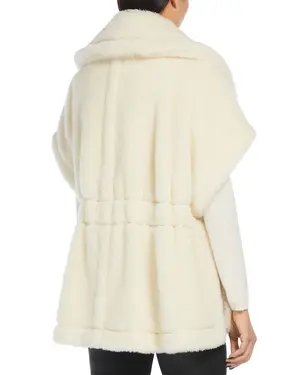 Max Mara Alpaca, Wool & Silk Teddy Poncho - Optical White