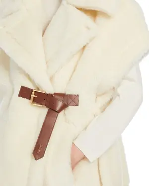 Max Mara Alpaca, Wool & Silk Teddy Poncho - Optical White