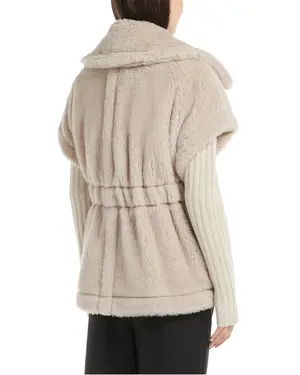 Max Mara Alpaca, Wool And Silk Teddy Poncho - Beige