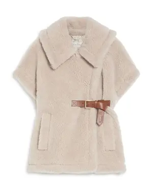 Max Mara Alpaca, Wool And Silk Teddy Poncho - Beige