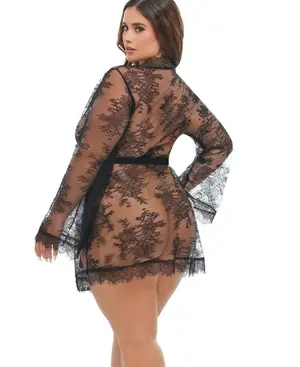 OH LA LA CHERI Curvy Amour Short Lace Robe