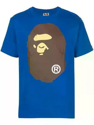 A BATHING APE Logo Print T-shirt Blue