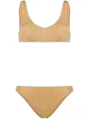 Oseree Metallic Lurex Bikini Set - Gold
