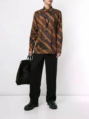 PORTS V Mixed-print Long-sleeved Shirt