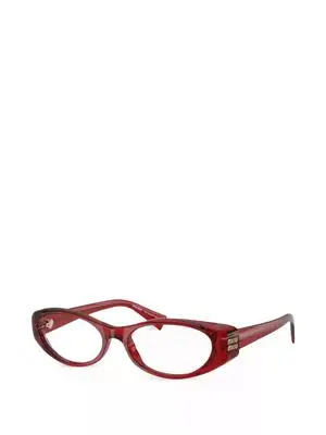 Miu Miu Oval Frame Eyeglasses - Red