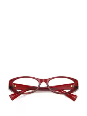 Miu Miu Oval Frame Eyeglasses - Red