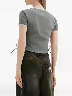 MINI CREAM Drawstring-hem Cropped T-shirt