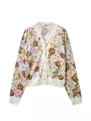 Versace Floral Silk Knit Cardigan