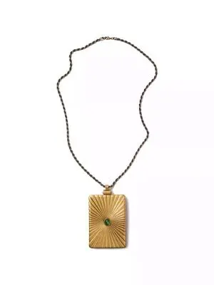 Versace Brass Sunray Locket Necklace With Glass Stone - Gold