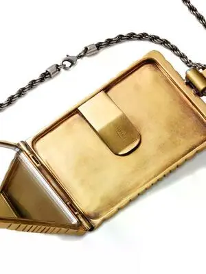 Versace Brass Sunray Locket Necklace With Glass Stone