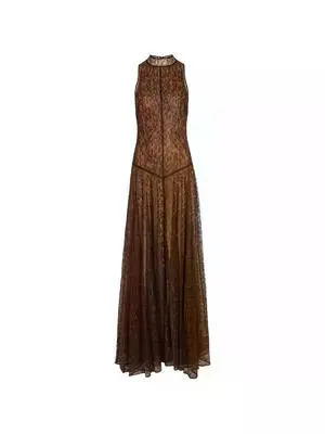 DE LA VALI Halterneck Lace Gown