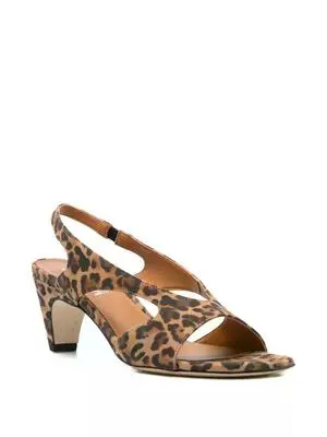 EVALUNA Animal-print Slingback Sandals