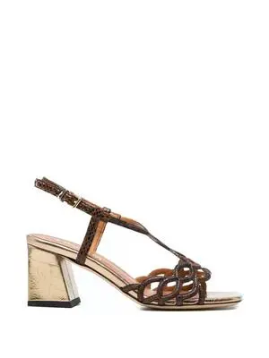 EVALUNA Block Heel Sandals - Brown