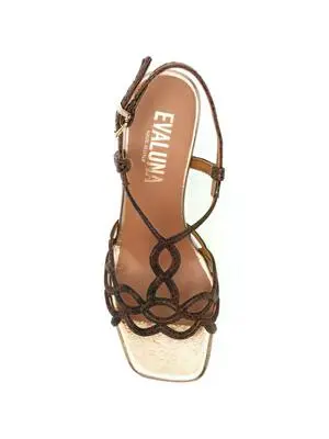 EVALUNA Block Heel Sandals - Brown