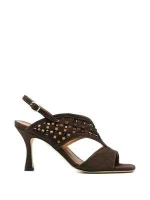 EVALUNA Heeled Suede Sandals - Brown