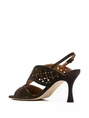 EVALUNA Heeled Suede Sandals - Brown