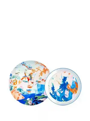 Shanghai Tang X Jacky Tsai Floral Fine Bone China Plate - Blue