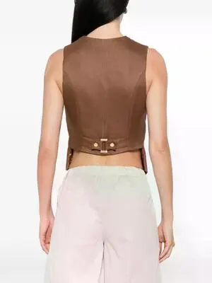 Elisabetta Franchi Linen-blend And Crêpe Waistcoat