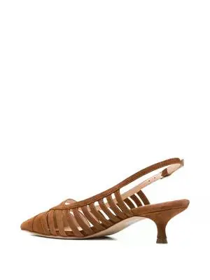 ANNA F. Cut-out Suede Slingback Pumps