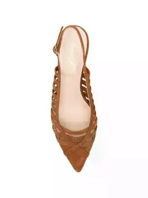ANNA F. Cut-out Suede Slingback Pumps